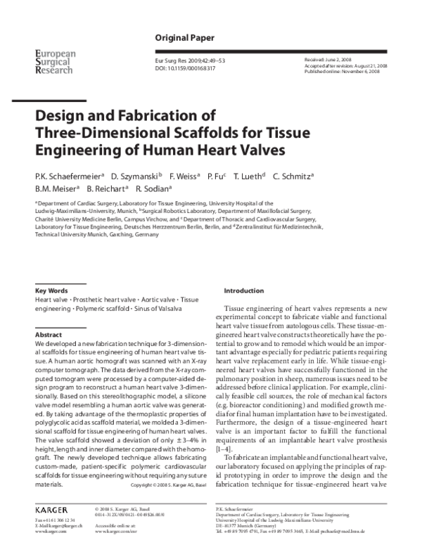 (PDF) Design and Fabrication of Three-Dimensional Scaffolds for Tissue ...