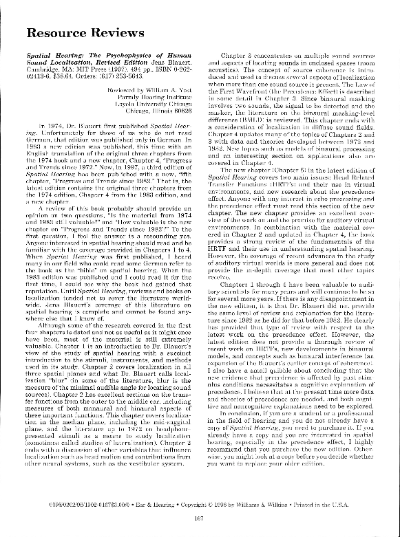 (PDF) Spatial Hearing: The Psychophysics of Human Sound Localization ...