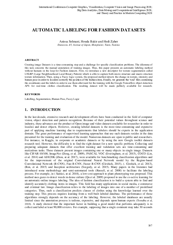 (PDF) Automatic Labeling for Fashion Datasets