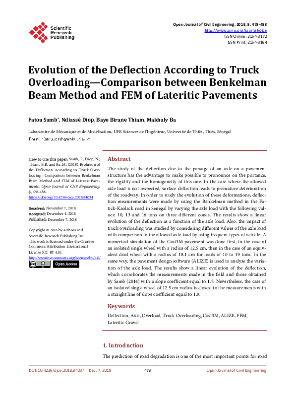 (PDF) Evolution of the Deflection According to Truck Overloading ...
