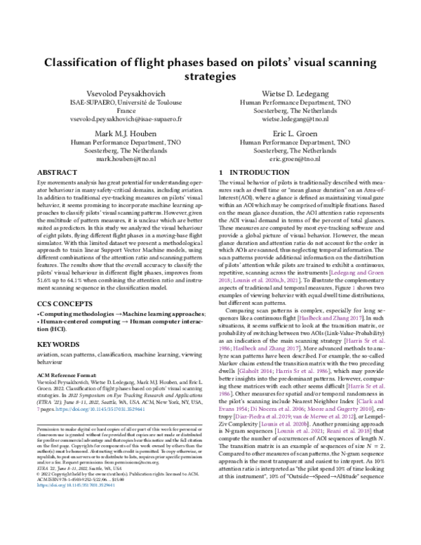 Classification of flight phases based on pilots’ visual scanning strategies