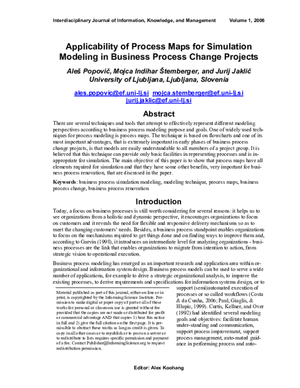 (PDF) Applicability of Process Maps for Simulation Modeling in Business ...