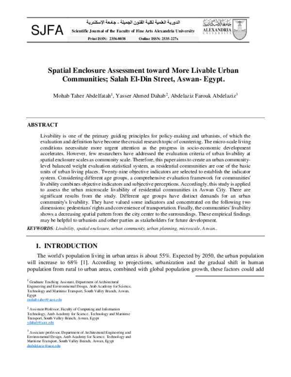 (PDF) Spatial enclosure assessment toward more livable urban ...