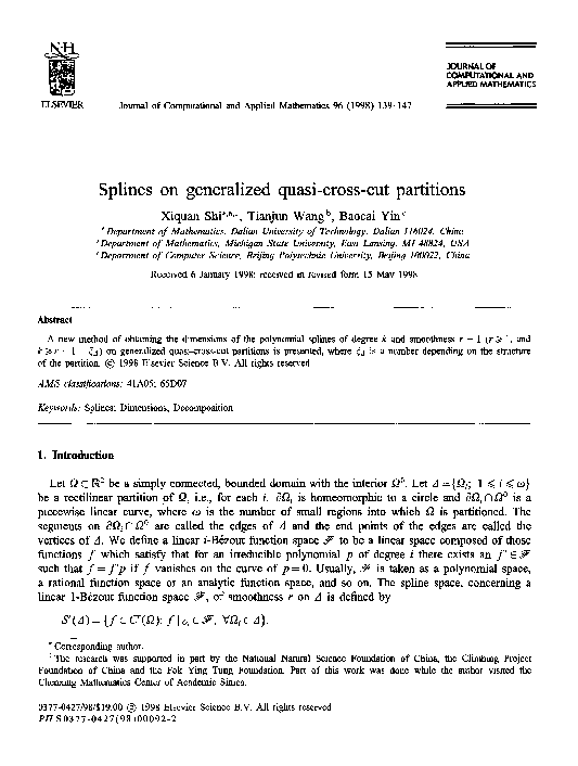 (PDF) Splines on generalized quasi-cross-cut partitions