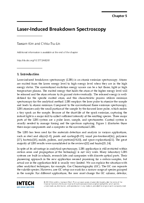 (PDF) Laser-Induced Breakdown Spectroscopy