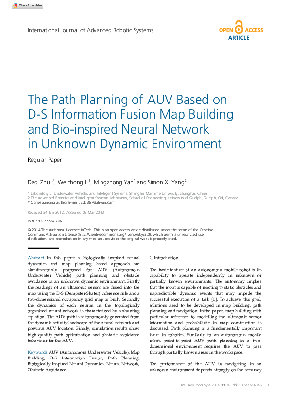 (PDF) The Path Planning of AUV Based on D-S Information Fusion Map Building and Bio-Inspired ...