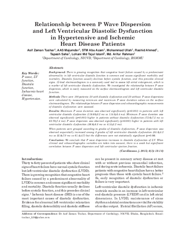 (PDF) Relationship between P Wave Dispersion and Left Ventricular ...