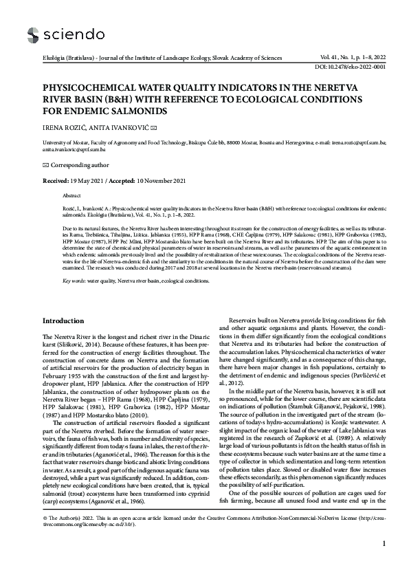 (PDF) Physicochemical Water Quality Indicators in the Neretva River ...