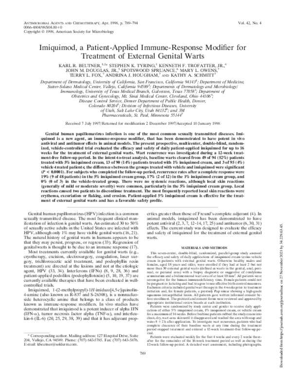 (PDF) Imiquimod, a Patient-Applied Immune-Response Modifier for ...
