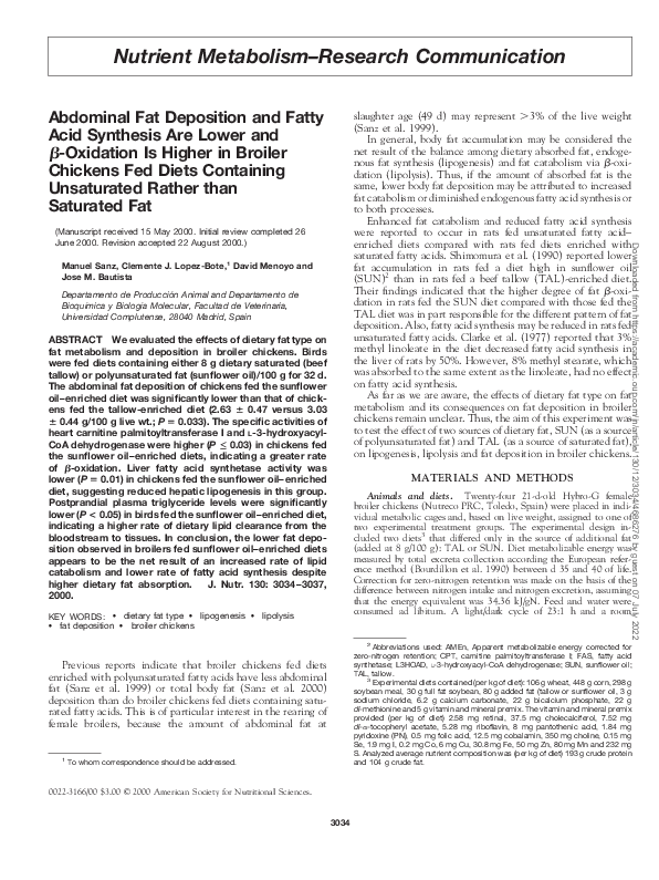 (PDF) Abdominal Fat Deposition and Fatty Acid Synthesis Are Lower and β ...