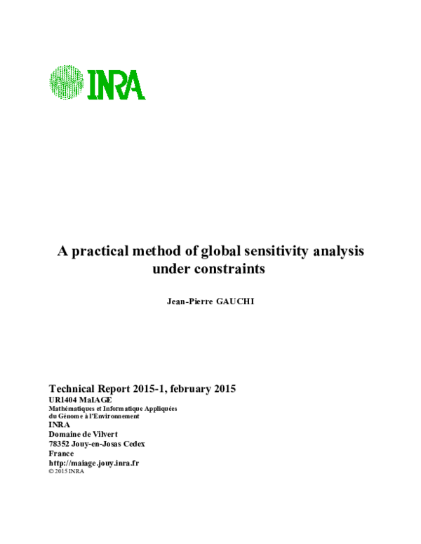 Pdf A Practical Method Of Global Sensitivity Analysis Under Constraints