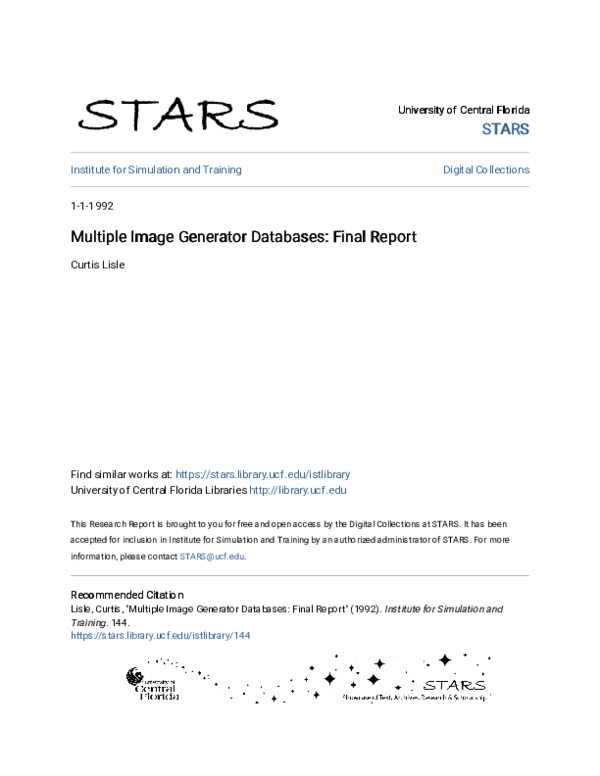 (PDF) Multiple Image Generator Databases: Final Report