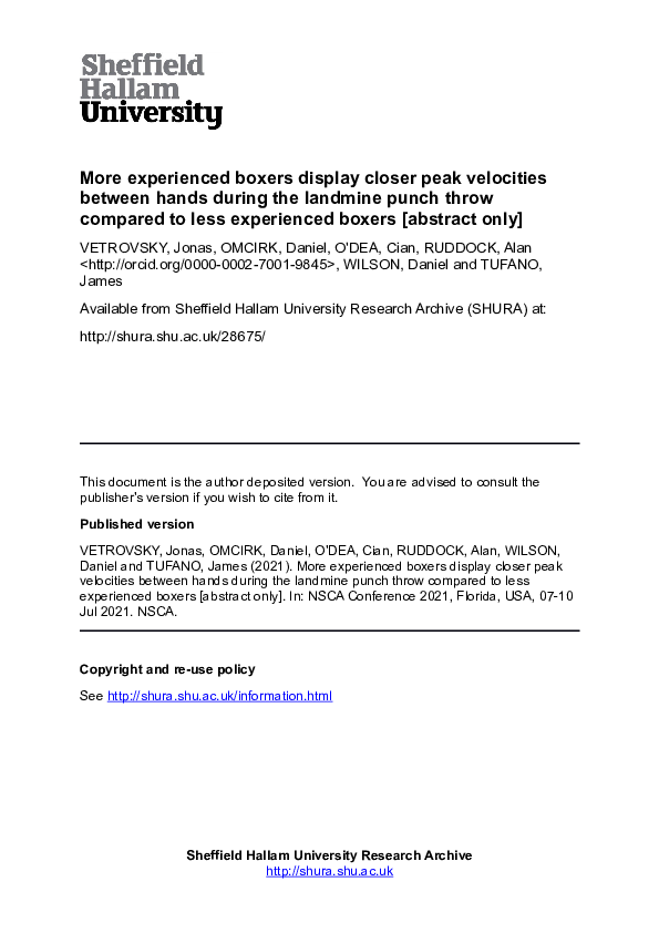 (PDF) More experienced boxers display closer peak velocities between ...