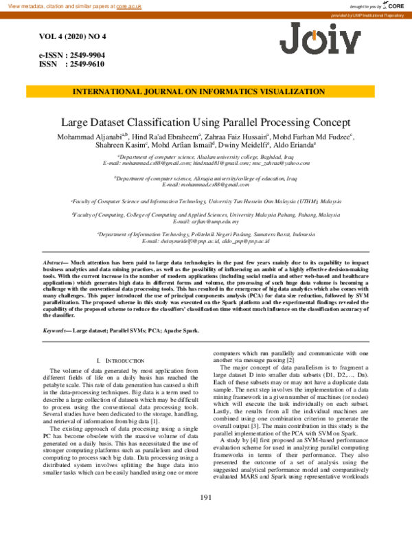 (PDF) Large Dataset Classification Using Parallel Processing Concept