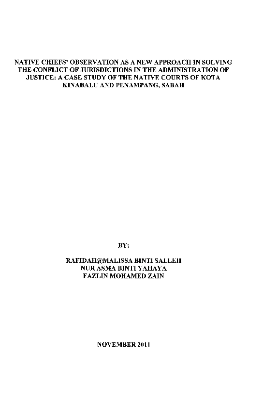 Native chiefs' observation as a new approach in solving the conflict of ...