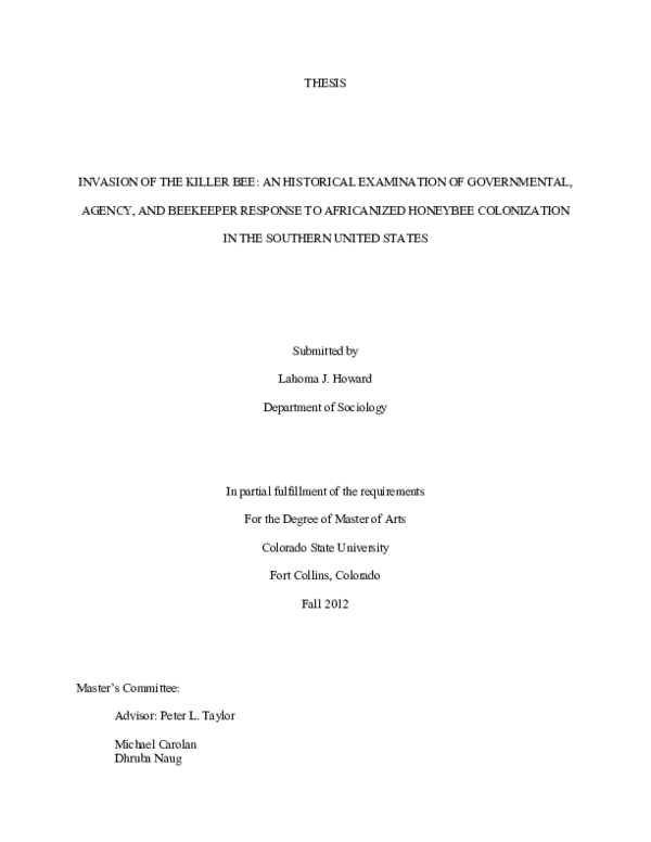 (PDF) Invasion of the killer bee : an historical examination of ...