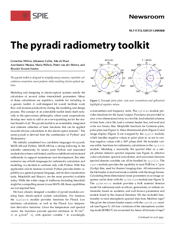(PDF) The pyradi radiometry toolkit
