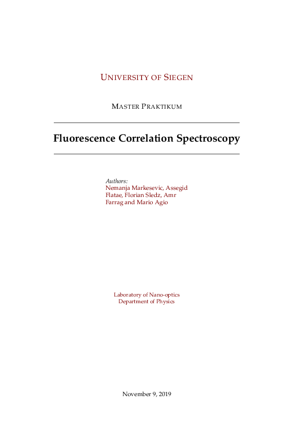 Pdf Fluorescence Correlation Spectroscopy