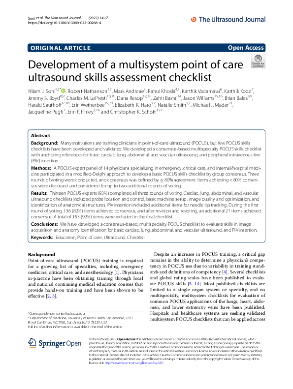 (PDF) Development of a multisystem point of care ultrasound skills ...