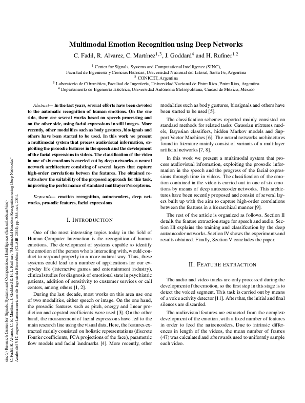 (PDF) Multimodal Emotion Recognition Using Deep Networks