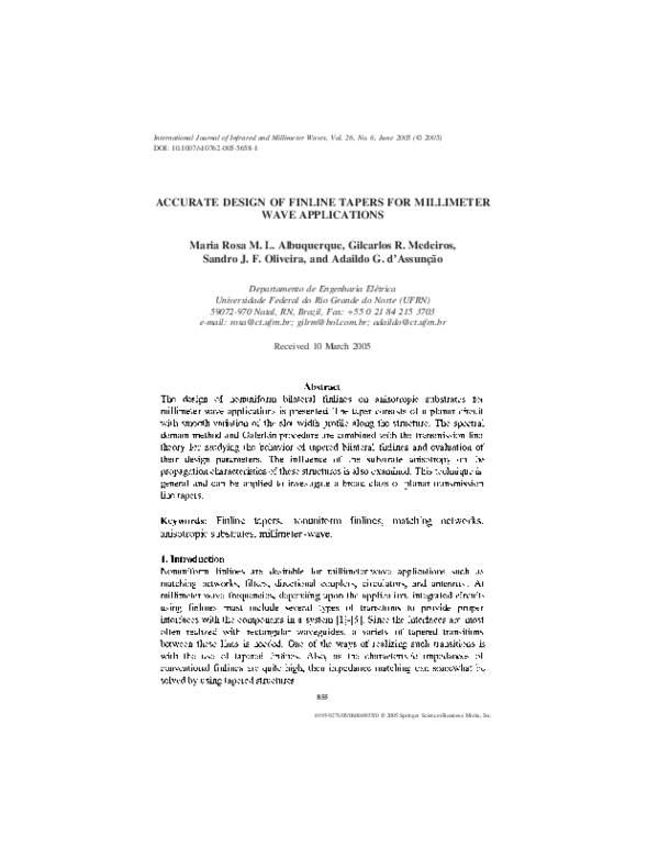 (PDF) Accurate Design of Finline Tapers for Millimeter Wave Applications