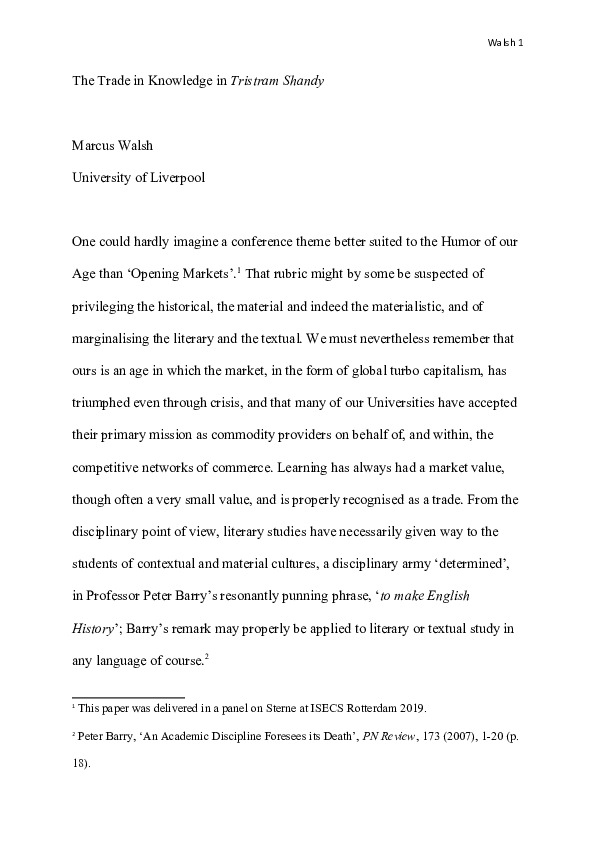 (DOC) The Trade in Knowledge in Tristram Shandy