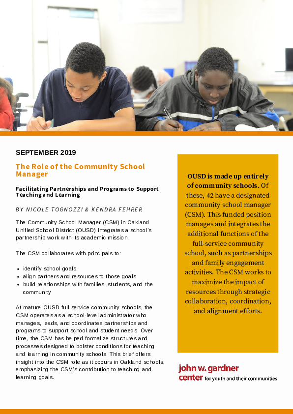 (PDF) The Role of the Community School Manager: Facilitating ...