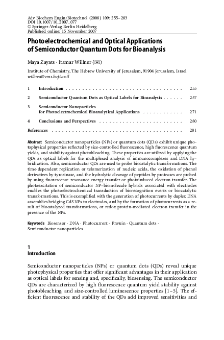 (PDF) Photoelectrochemical and optical applications of semiconductor quantum dots for bioanalysis