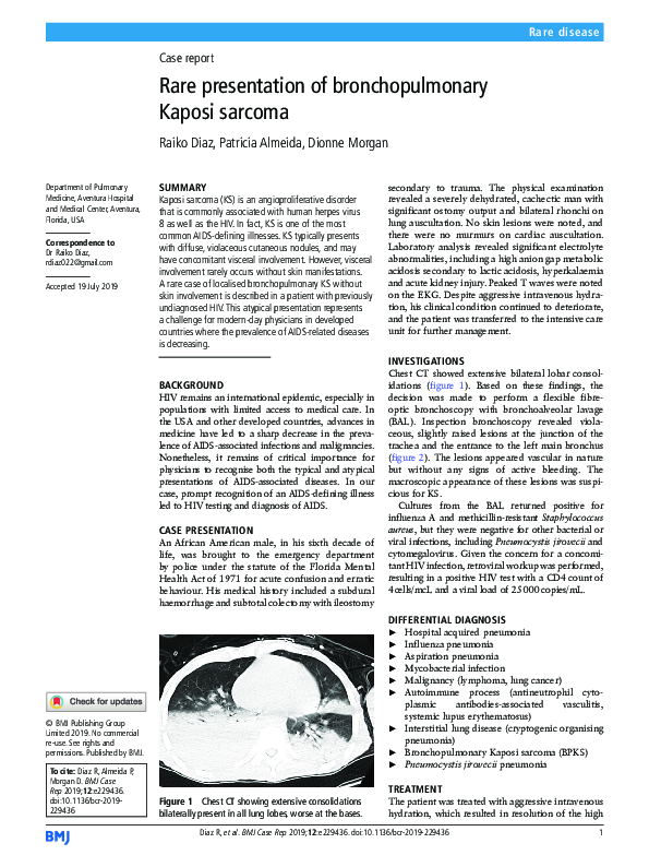 (PDF) Rare presentation of bronchopulmonary Kaposi sarcoma | Patricia Almeida - Academia.edu