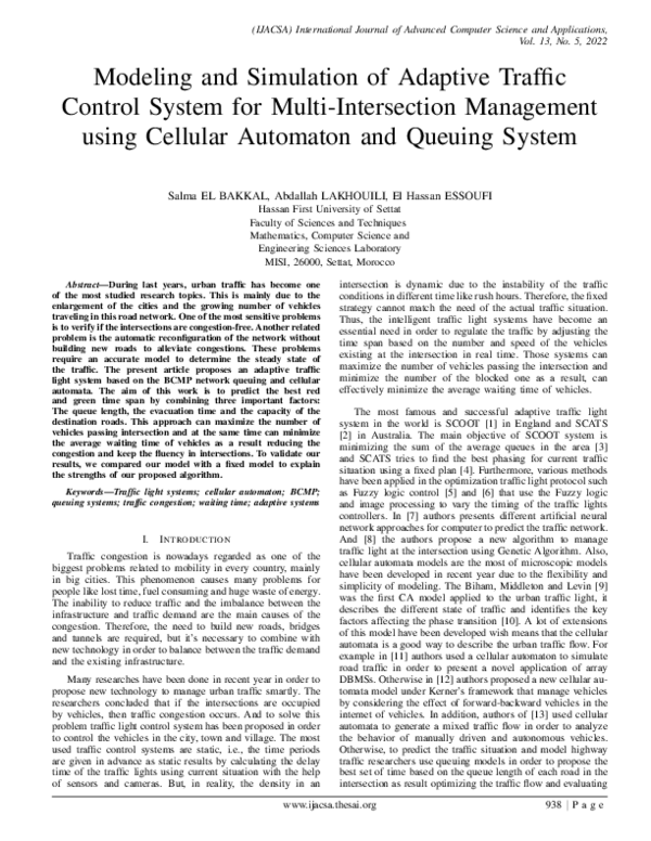 Pdf Modeling And Simulation Of Adaptive Traffic Control System For Multi Intersection