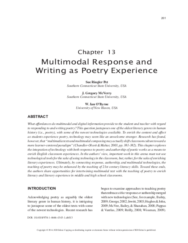 (PDF) Multimodal Response and Writing as Poetry Experience