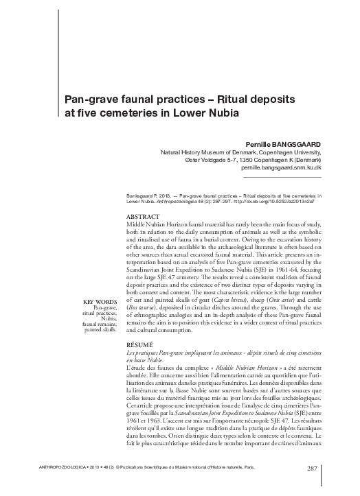 (PDF) Pan-grave faunal practices - Ritual deposits at five cemeteries ...