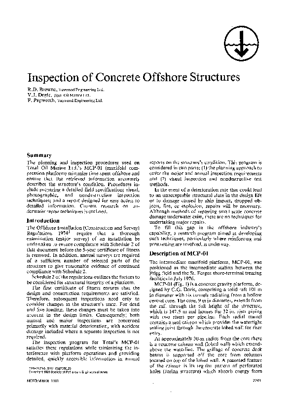 (PDF) Inspection of Concrete Offshore Structures