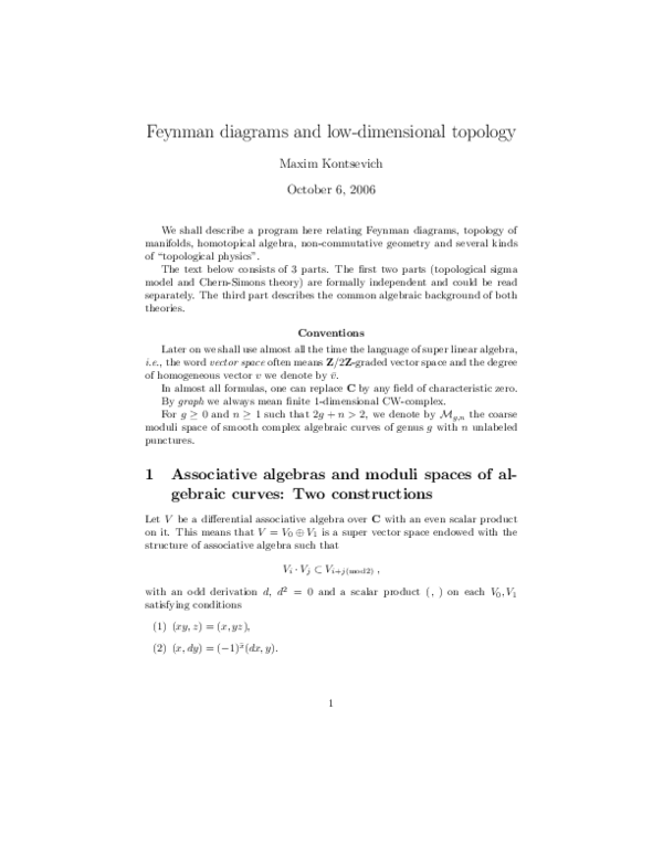 (PDF) Feynman Diagrams and Low-Dimensional Topology