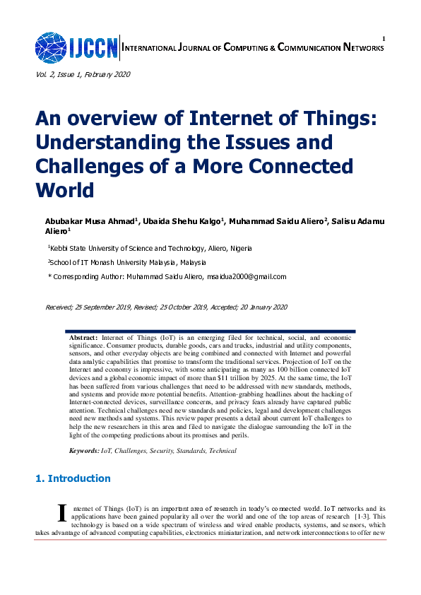 (PDF) An Overview of Internet of Things: Understanding the Issues and ...