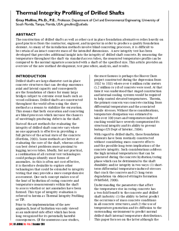 (PDF) Thermal Integrity Profiling of Drilled Shafts