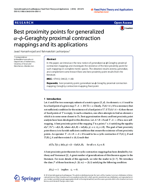 (PDF) Best Proximity Points for α-φ-Geraghty Mappings