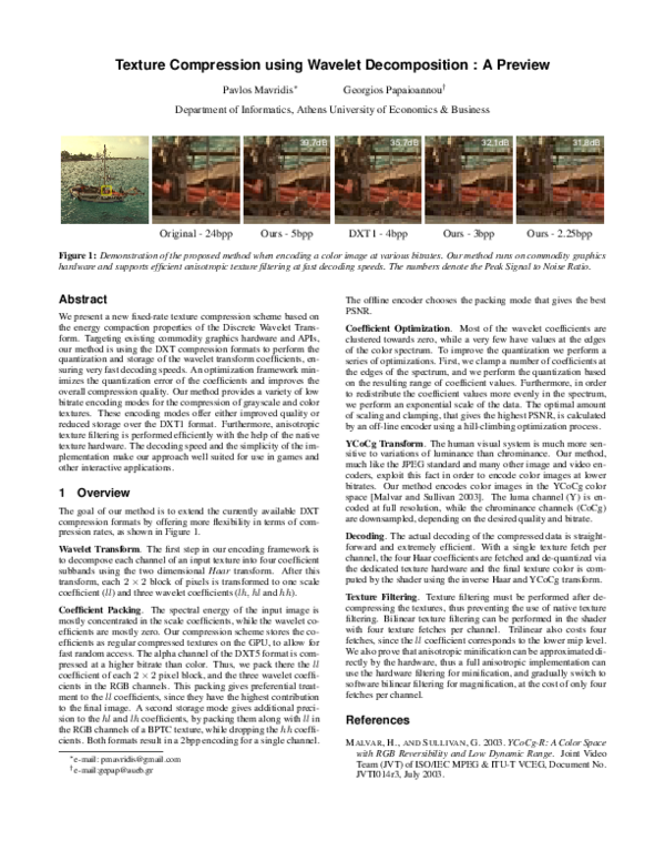 (PDF) Texture Compression using Wavelet Decomposition