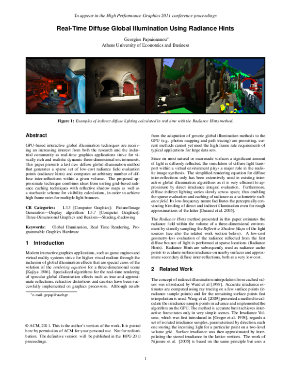 (PDF) Real-time diffuse global illumination using radiance hints