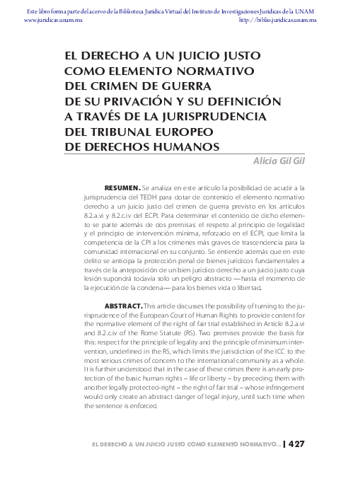 (PDF) El derecho a un juicio justo como elemento normativo del crimen ...