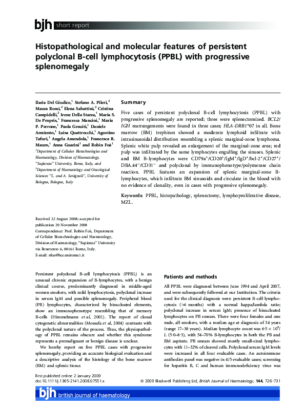 (PDF) Histopathological and molecular features of persistent polyclonal ...