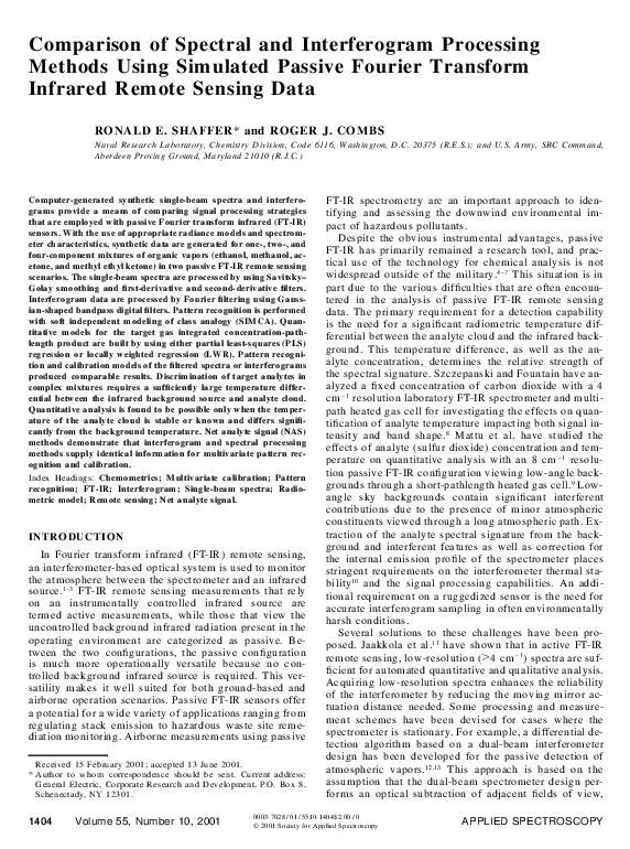 (PDF) Comparison of Spectral and Interferogram Processing Methods Using ...