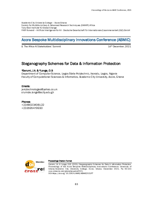 (PDF) Steganography Schemes for Data Information Protection
