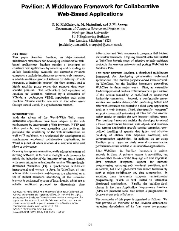 (PDF) Pavilion: a middleware framework for collaborative Web-based applications