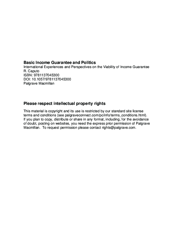 (PDF) Basic Income Guarantee and Politics | Richard K Caputo - Academia.edu