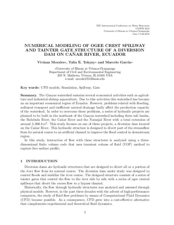 (PDF) Numerical Modeling of Ogee Crest Spillway and Tainter Gate ...