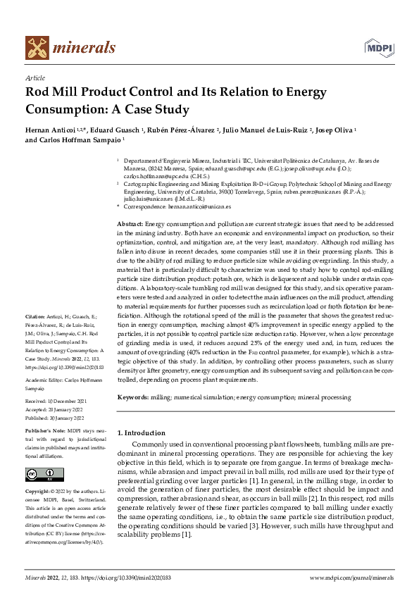 (PDF) Rod Mill Product Control and Its Relation to Energy Consumption ...