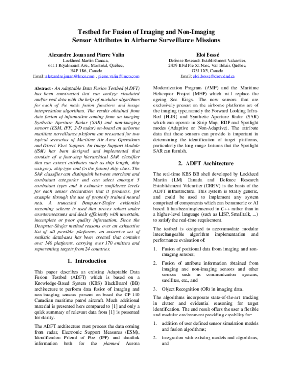 (PDF) Testbed for Fusion of Imaging and Non-Imaging Sensor Attributes ...