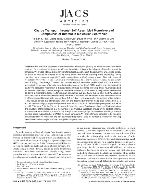 (PDF) Charge Transport through Self-Assembled Monolayers of Compounds ...