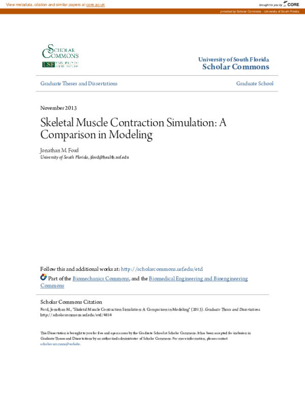 (PDF) Skeletal Muscle Contraction Simulation: A Comparison in Modeling